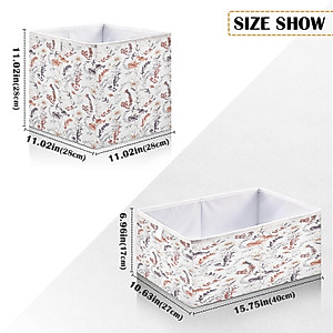 Kigai Vintage Flower Leaves Cube Storage Bins - 11x11x11 In Large Foldable Storage Basket Fabric Storage Baskes Organizer for Toys, Books, Shelves, Closet, Home Decor