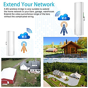 High Brain Wireless Bridge,Outdoor WiFi Access Point Extender,Point to Point,5.8G 300Mpbs Long Range Ineternet Repeater CPE 14DBi Antenna Extend Network & Video Surveillance up to 1.86 Miles 2 Pack