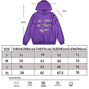 astro monical Ye Must Be Born Again Graphic Hoodies Rapper Graphic Hoodies For Men Oversized Cotton Sport Jumper Violet,L