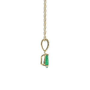Gin & Grace 10K Yellow Gold Natural Zambian Emerald Pendant with natural Diamonds for women | Ethically, authentically & organically sourced Pear-cut Emerald hand-crafted jewelry for her, Valentine's Day Gift for her