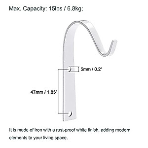 MECCANIXITY Iron Wall Hooks Hanging Bracket 4 Inch Indoor Outdoor for Hanging Lanterns Plants and Lights (White, Pack of 2)