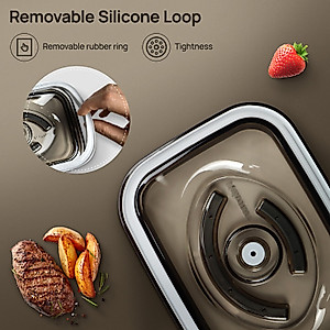 Vakumar 2PCS Vacuum Seal Food Storage Containers Vacuum Sealer containers Fresh Save & Keep the Flavor, Square, BPA-Free, Leak Proof, Lid with Lock - Dishwasher, Freezer & Microwave Safe