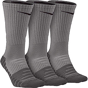 NIKE MENS 3PPK DRI FIT FLY CREW SOCKS (X-Large (12-15)), Heather/Cloud Blakc/Grey