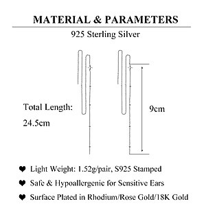 SLUYNZ 925 Sterling Silver Star Long Dangle Earrings Chain for Women Teen Girls Line Dangle Earrings Tassel Threader Chain (A-Silver)