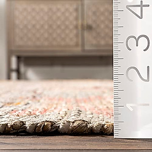 nuLOOM Hermina Flatweave Tribal Jute Area Rug, 6' Round, Multi