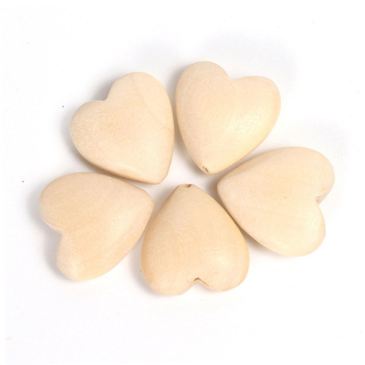SHOWERORO 50pcs Wood Heart Beads Decoration Heart Shape DIY Bracelet Beads Valentine's Day Craft Materials