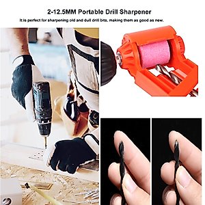 Drill Bit Sharpener Portable Diamond Drill Bits Sharpening Tool and Hex Shank Impact Twist Drill Bit Set 13 Pcs drill sharpener Tool set for Grinding Iron Drill Bits Hand Tool