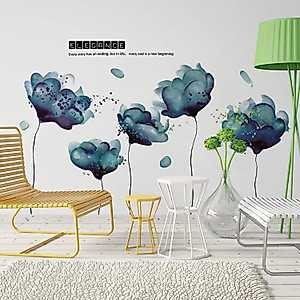 LiveGallery Removable Kids Room Wall Decoration Art Decor DIY Blue Flower Wall Decals Floral Wall Stickers Murals for Baby Bedroom Girls Boys Nursery Rooms Bathroom Living Room Wall Corner (Flower)