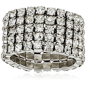 GUESS "Basic" Gold Look of 4 Band Chevron with Stones Ring, Size 7