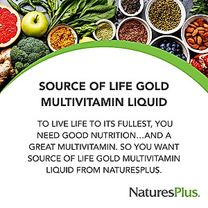 Source of Life Gold Multivitamin Liquid - 30 oz - Supports Energy Production, Healthy Immune System & Well-Being - Includes Vitamins D3, B12, K2 & Over 120 Whole Food Nutrients - 30 Servings