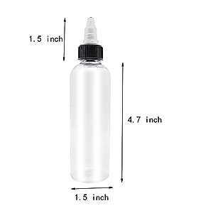 XYSMZM 6 Pcs Dispensing Bottles, 4oz Plastic Boston Squeeze Bottles with Twist Top Cap