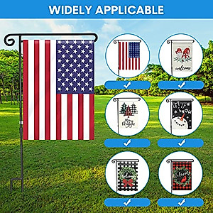 10 Pack Garden Flag Stand with Flag Stoppers and Clips, Black Powder Coated Weather Proof Garden Flag Pole Holder for Outdoor Garden Flag (Classic Style, 15.2 x 33.1 Inch)