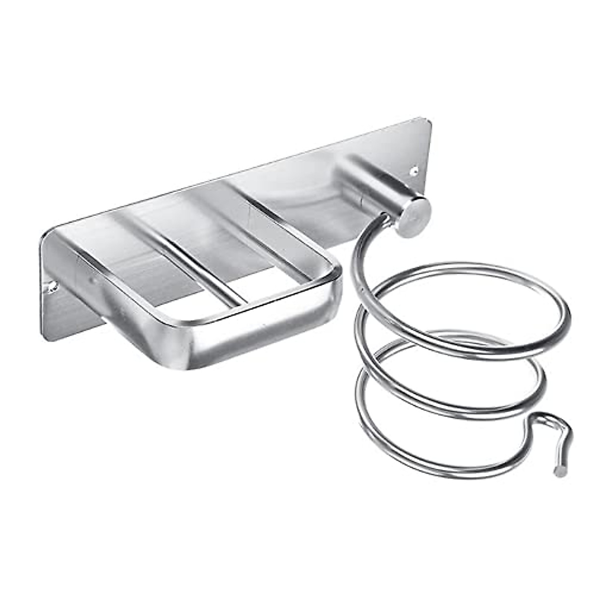 Hair Dryer Holder Wall Mount,Blow Dryer Organizer Wall Mounted Flat Irons,Curling Wands Save Space & Easy to Install Multi-Functional Hair Dryer Rack for Bedroom & Bathroom (Aluminum, siliver)