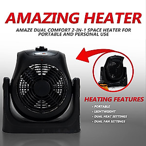 Amaze-Heater Dual Comfort 1500W Space Heater & Fan, Portable, Energy Efficient, Modern Style, Indoor Use