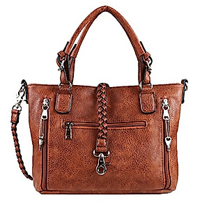 Lady Conceal Concealed Carry Purse - YKK Locking Ella Braided Concealed Weapon Tote (Mahogany)