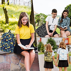 Classic Lemon School Backpack for Teens Girls Students, 17 Inch Lightweight Middle School Bookbags, Casual Daypack with 15 Inch Laptop Compartment for College, Office or Travel, Black