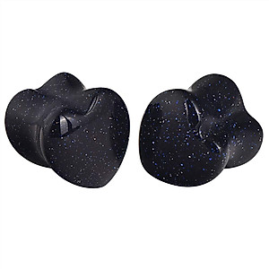 Oyaface 8 PCS Heart Shaped Natural Stone Ear Plugs Set Piercing Gauges Black Pink Blue White 00G(10mm)