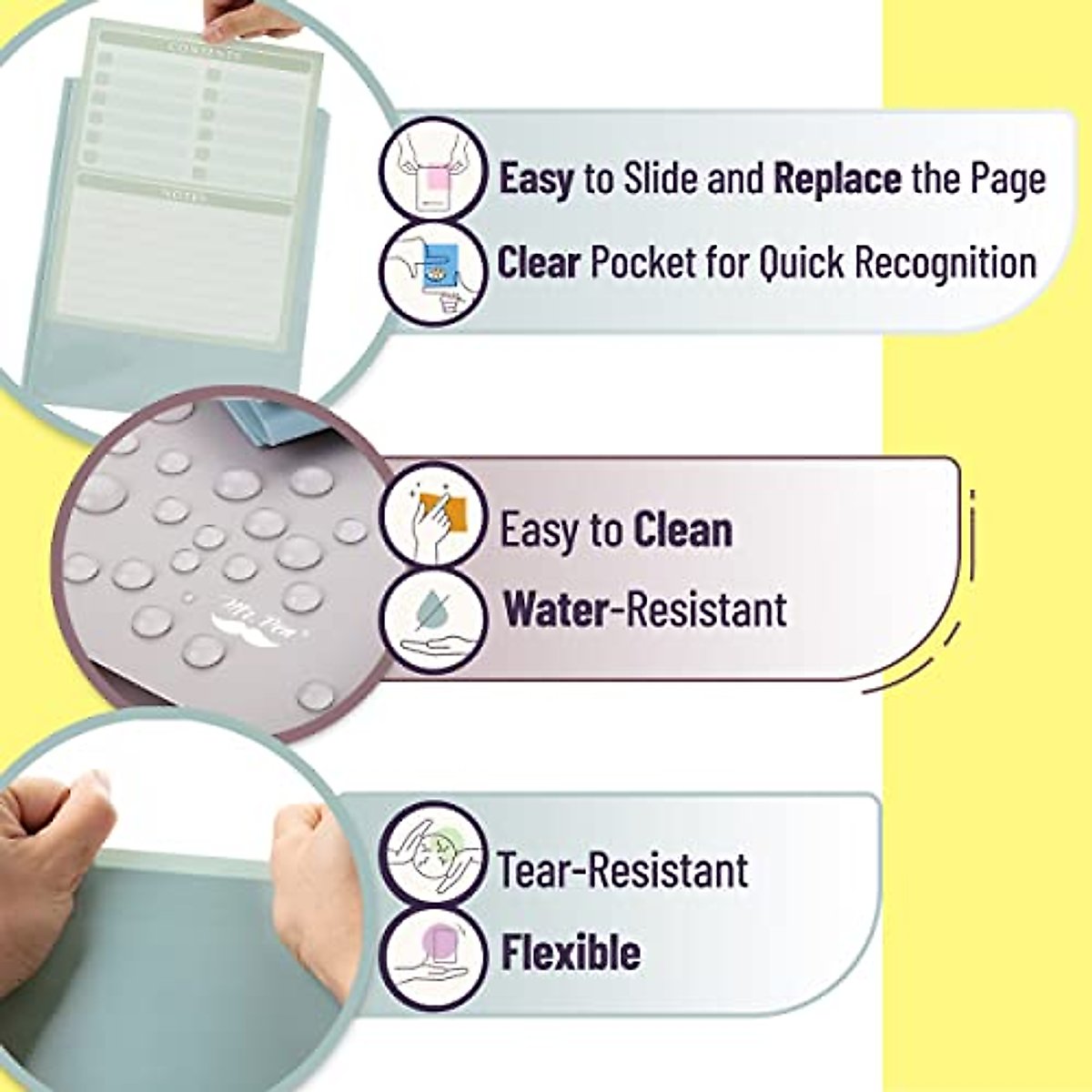 Mr. Pen- Plastic Folders with Clear Front Pocket, 5 pcs, Pastel Colors, Pocket Folders, Plastic Folders for Documents, Plastic Folders with Pockets, File Folders with Fasteners, Folder with Pockets
