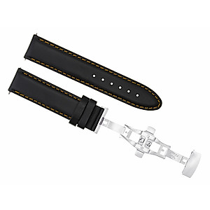 Ewatchparts 20MM SMOOTH LEATHER WATCH BAND STRAP DEPLOYMENT BUCKLE CLASP COMPATIBLE WITH IWC BLACK OS