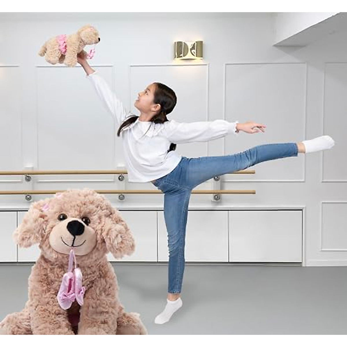 The Petting Zoo Ballerina Scruffy Dog Stuffed Animal, Gifts for Kids, Caramel Brown Dog Plush Toy 10 Inches