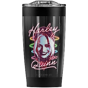 LOGOVISION Suicide Squad 2 Neon Harley Stainless Steel Tumbler 20 oz Coffee Travel Mug/Cup, Vacuum Insulated & Double Wall with Leakproof Sliding Lid | Great for Hot Drinks and Cold Beverages