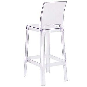 Flash Furniture 4 Pack Ghost Barstool with Square Back in Transparent Crystal