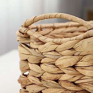 CINWEN Wicker Storage Basket for Organizing Toilet Tank Top Storage Basket -Office Supplies Organization Everyday Bathroom Tray Hand-Woven Water Hyacinth Basket 11.6" x 6.1" x 5.9Inch