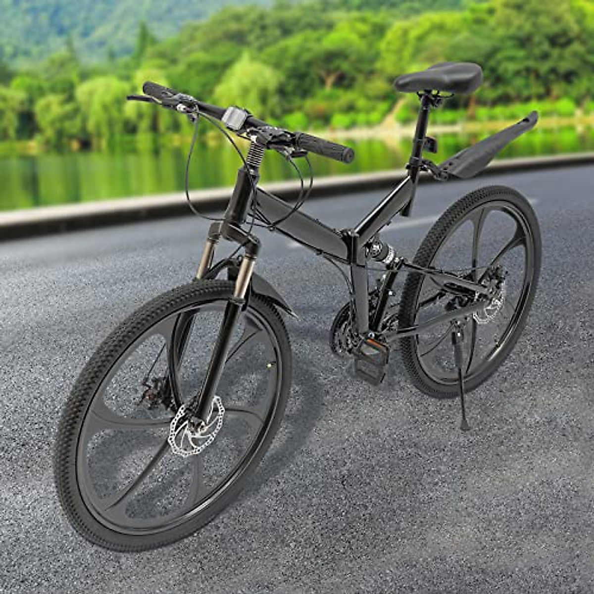 MANULOOT 26" Mountain Bike 21 Speed Folding Bikes for Adults, MTB Disc Brake Carbon Steel Mountain Bike, Height Adjustable Folding City Bicycle, Mountain Bike for Men & Women | US Stock