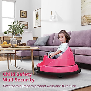 ROOMTEC Bumper Car for Toddlers 1-3, 12V Toddler Bumper Car with Remote Control, Safety Certified, Flashing Lights Music & 360 Degree Spin for Birthday (6V, Pink)