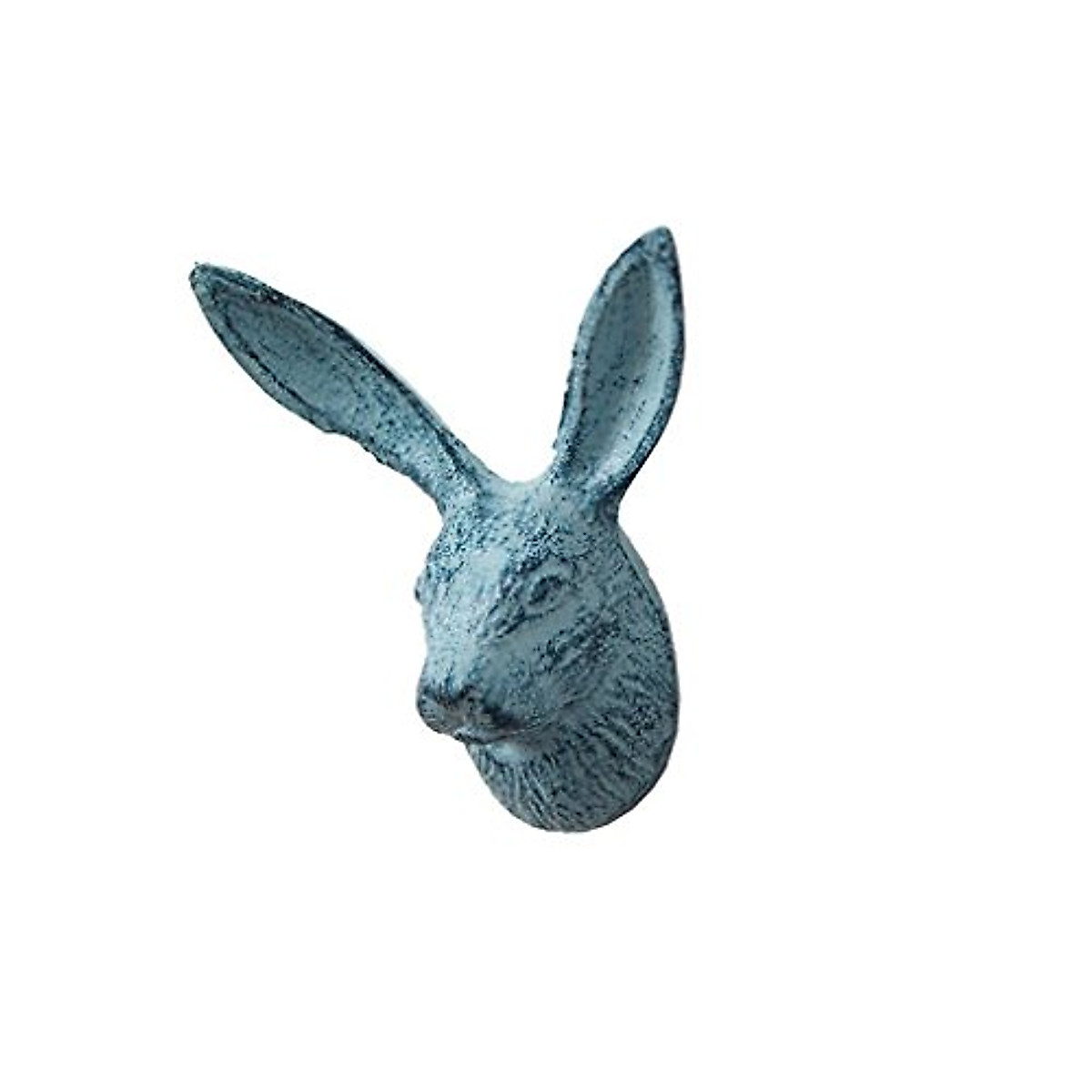 Rustic Dark Blue Whitewashed Cast Iron Decorative Rabbit Hook 5" - Rabbit Home