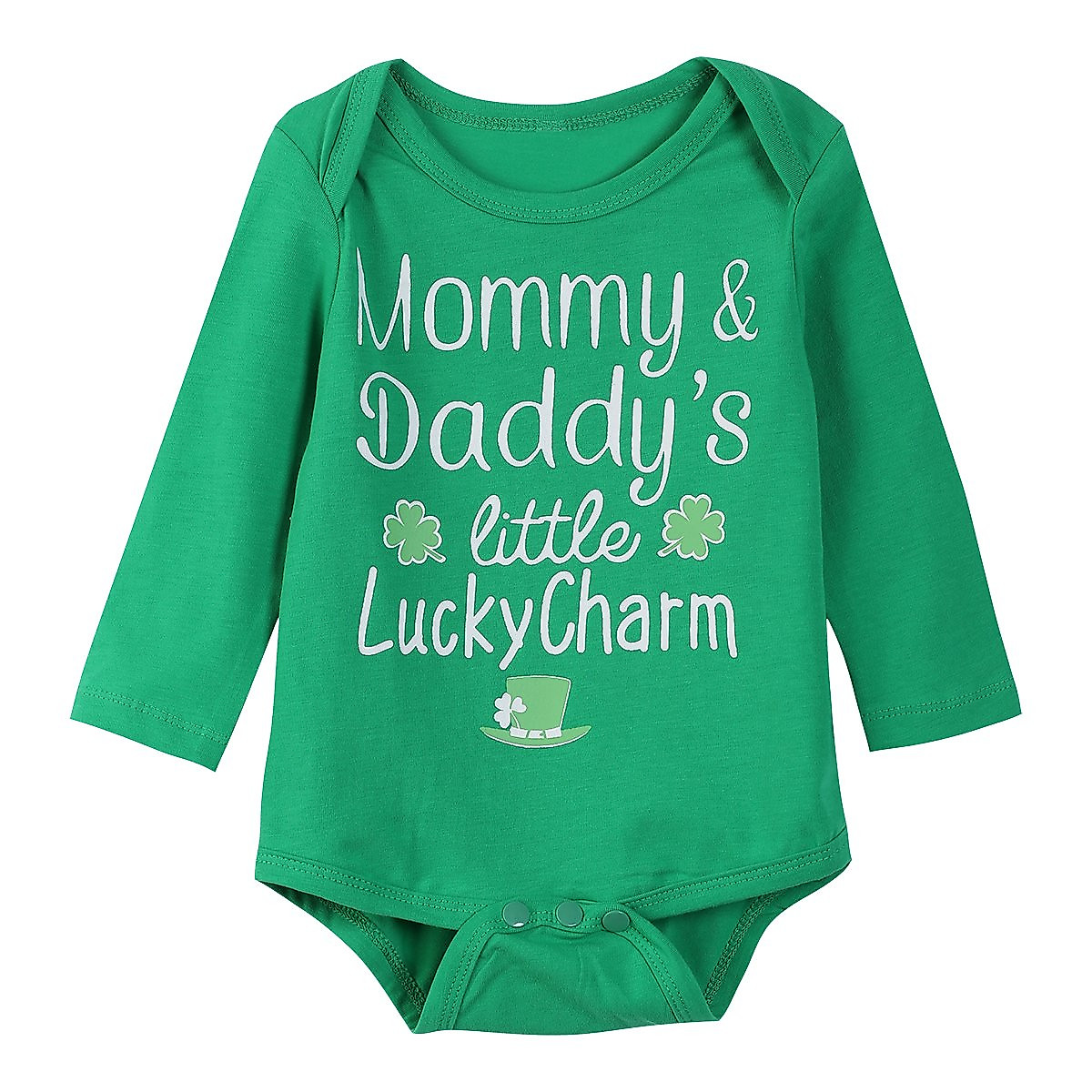 bakjuno Baby Boys Girls Cute ST Patrick's Day Outfit Clover Pants with Hat(0-3 Months) Green
