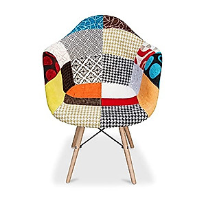Aron Living Pyramid 17.5" Cotton and Wood Armchairs in Multi-Color (Set of 2)