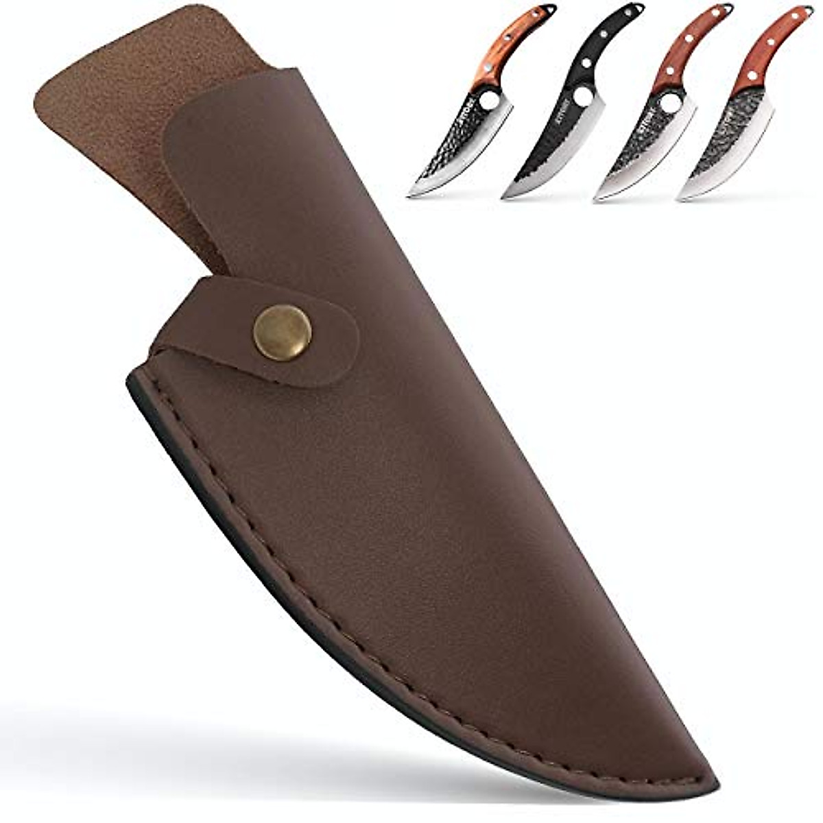 Kitory Leather Knife Sheath 6 inch Boning Knife Practical Soft Leather Sheath with Belt Loop Good for Protect Fixed Blade & Carry Out
