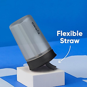 Owala Kids BPA-Free Plastic Tumbler with Spill Resistant Flexible Straw, Easy to Clean, Kids Water Bottle, Great for Travel, Dishwasher Safe, 15 Oz, Black and Gray (Skate Park)