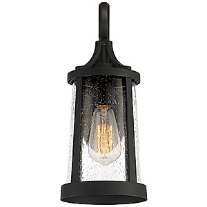 Rover Rustic Farmhouse Industrial Outdoor Wall Light Fixture Black Metal 15 1/2" Clear Seedy Glass for Exterior House Porch Patio Outside Deck Garage Yard Front Door Garden Home - Franklin Iron Works