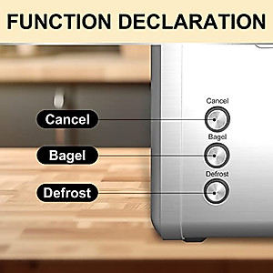 WHALL Long Slot Toaster 4 Slice Brushed Stainless Steel Toaster, 7 Toast Settings with Bagel/Cancel/Defrost Functions, Toaster Warming Rack&Removable Tray for Various Bread Types 1400W,Silver