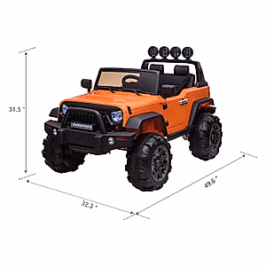 TOBBI 12V Kids Ride On Cars Truck with Remote Control 3 Speeds Toddler Motorized Vehicles Toys for Girls Boys (Orange)