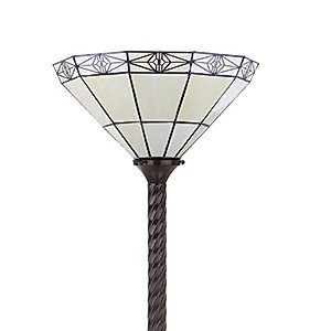 JONATHAN Y JYL8005A Moore Tiffany-Style 68.57" Torchiere LED Floor Lamp, Tiffany, Traditional, Art Nouveau Style, Office, Living Room, Family Room, Dining Room, Bedroom, Hallway, Foyer, Bronze