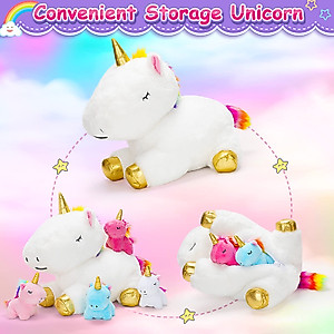 KMUYSL Cute Stuffed Animal Mommy with 4 Babies - Soft Plush Toy Set for Ages 3-8, Perfect Valentines & Birthday Gifts