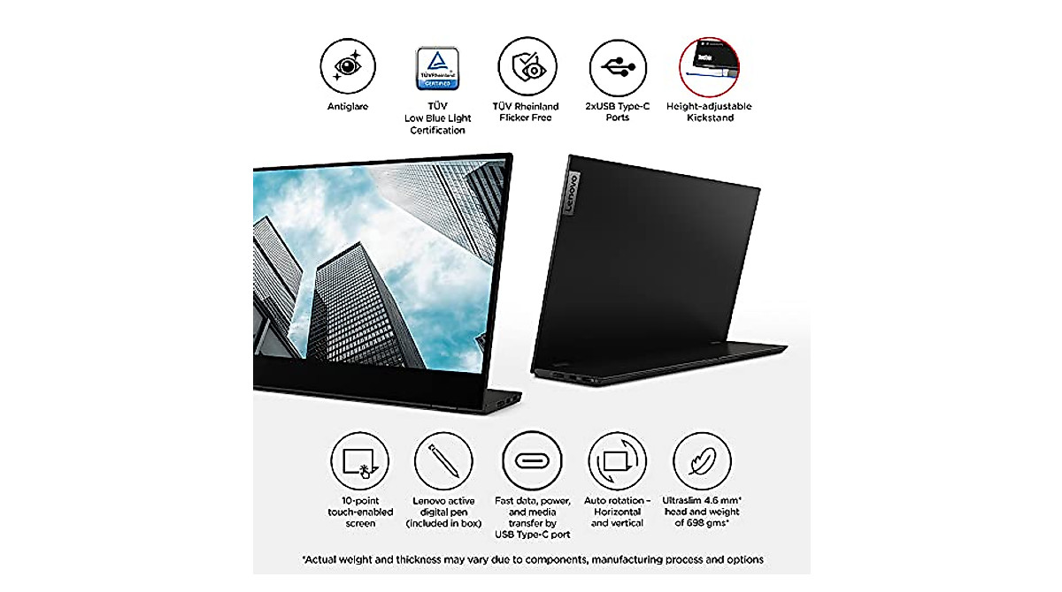 ThinkVision M14t USB-C Mobile Monitor with Touch Screen - Black — 🛍️ ...