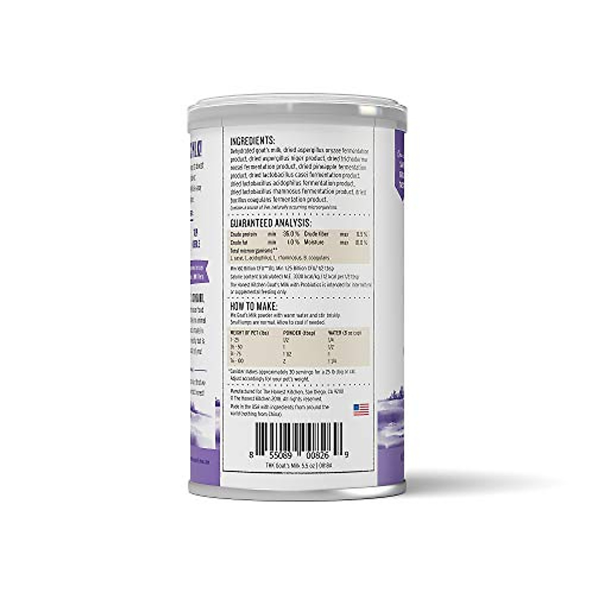 The Honest Kitchen Instant Goat's Milk with Probiotics for Dogs and Cats 5.2 oz