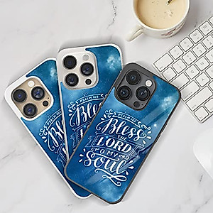 Bible Verses Quotes Phone Cases Bless God Blue Suitable for iPhone 11 12 13 14 Pro Max Plus Mini X 7 8 SE | Samsung Note 7 8 9 10 20 S21 S22 S23 Ultra Plus | Moto G Stylus | Pixel 4a 5XL 6 7 (White)