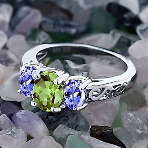 Gem Stone King 925 Sterling Silver Customized and Personalized Engagement Promise 3 Gemstone Birthstone Name Engraved Couple Mother's Ring For Women (Size 8)