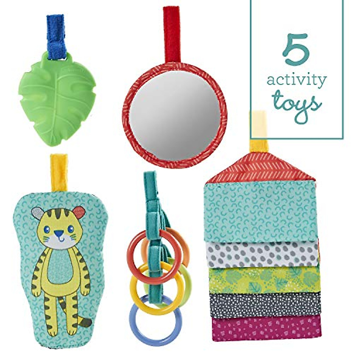 Infantino 3-in-1 Deluxe Magic Arch Sensory Development Gym - 3 Ways to Play with Dual-Sided Magical Arch for Captivating Overhead Visuals Plus Tummy-Time Bolster & Mat with Growth Chart, Teal