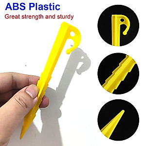 JZTang 12 Pcs 5.7 inch Plastic Stakes Tent Pegs Serrated Edges Yellow Garden Landscape Stakes for Campings Outdoor and Garden Netting Lawn