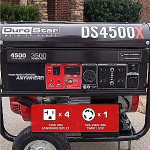 DuroStar DS4500X 4,500-Watt/3,500-Watt 210cc Electric Start Portable Generator w/CO Alert