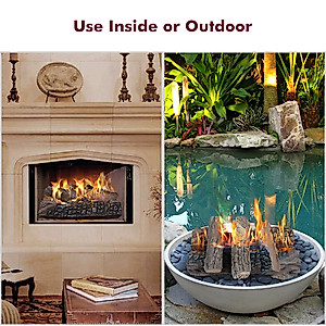 JP OutdoorGas Fireplace Logs Large 5 Pieces Artificial Realistic Ceramic Wood Logs for Indoor Outdoor Fireplace Fire Pits