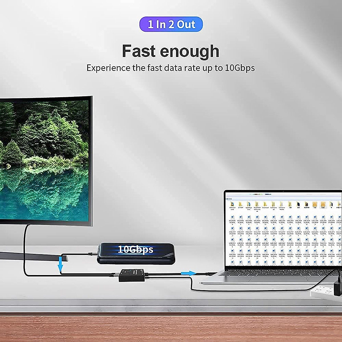 CABLEDECONN USB-C Type-C 8K Updated Switch USB 3.1 C Gen 2 Cable for Video Bi-Direction 8K@30Hz 4K@120Hz Power Delivery 100w 10Gbps Data Transfer Splitter Converter ¡­