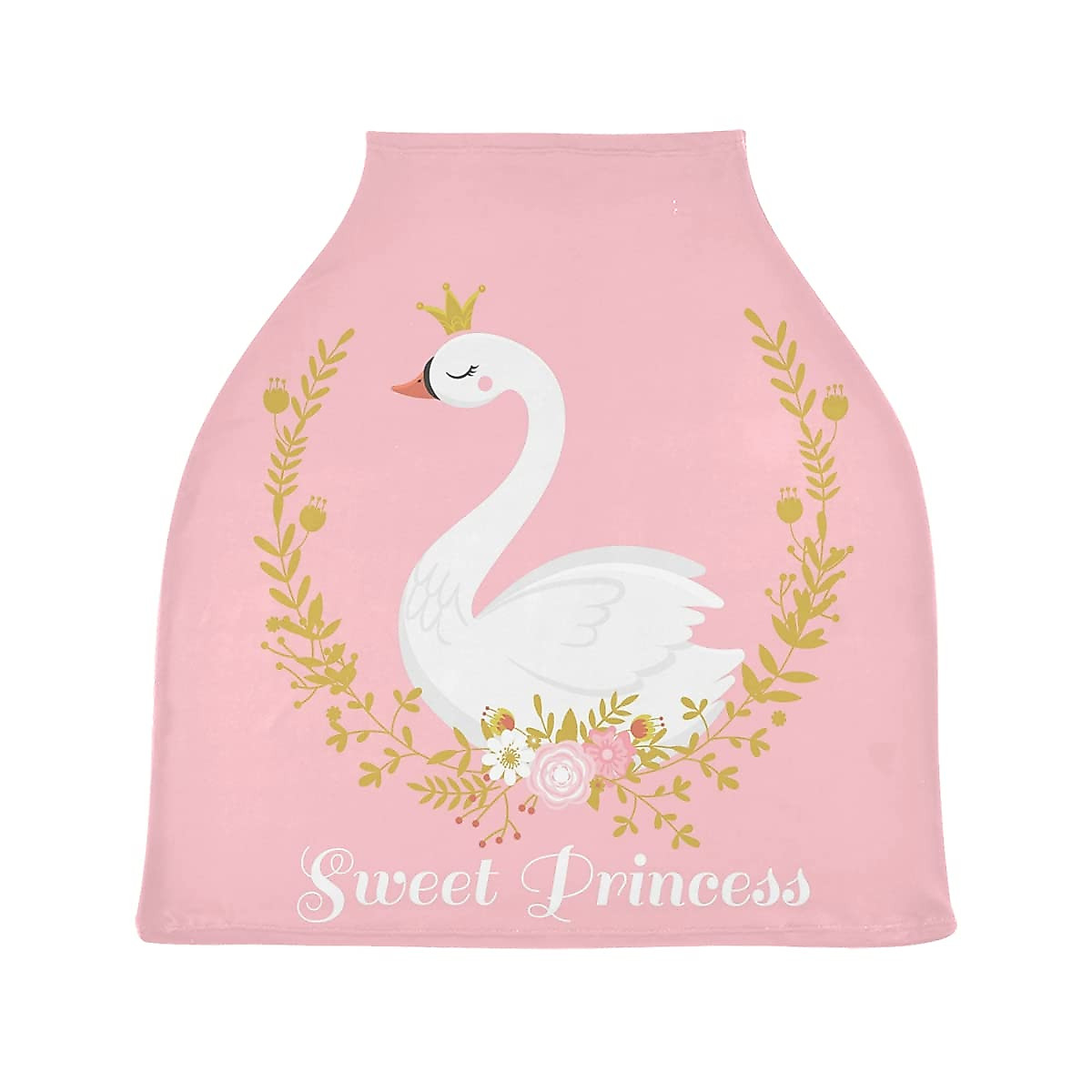 Cute Swan Princess Baby Car Seat Covers Canopy Nursing Cover Breastfeeding Scarf Soft Breathable Stretchy Coverage Infant Stroller Cover Multi Use for Boys Girls Babies