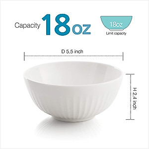 ZEN Pleats Porcelain Soup Bowls 18oz Set of 6 (Mixed Color)